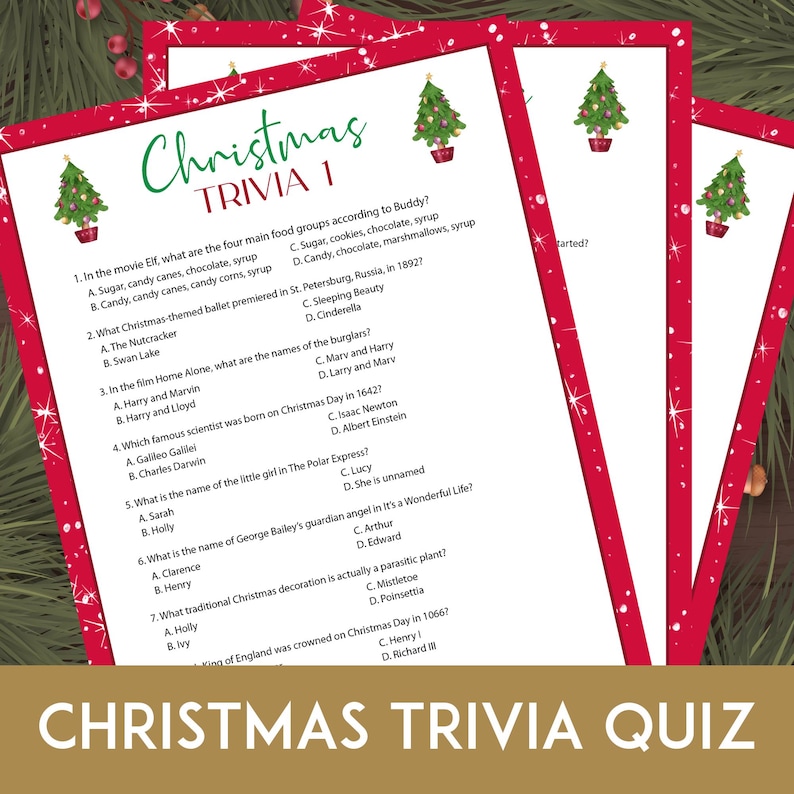 Christmas Trivia Game Printable, Christmas Party Game, Holiday Trivia ...