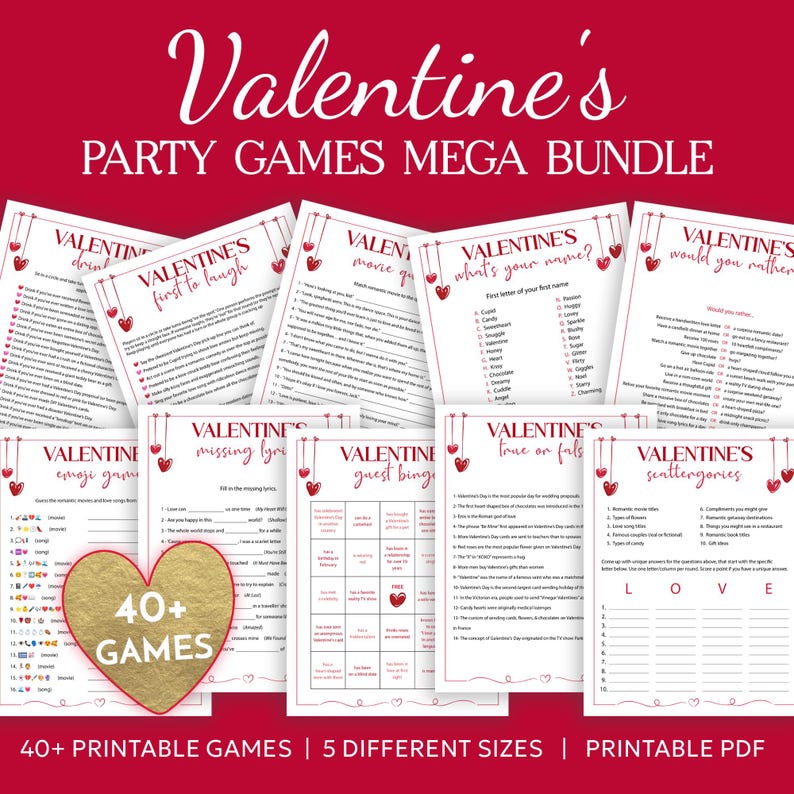 Valentine's Game Bundle Printable, Valentine's Day Party Games ...