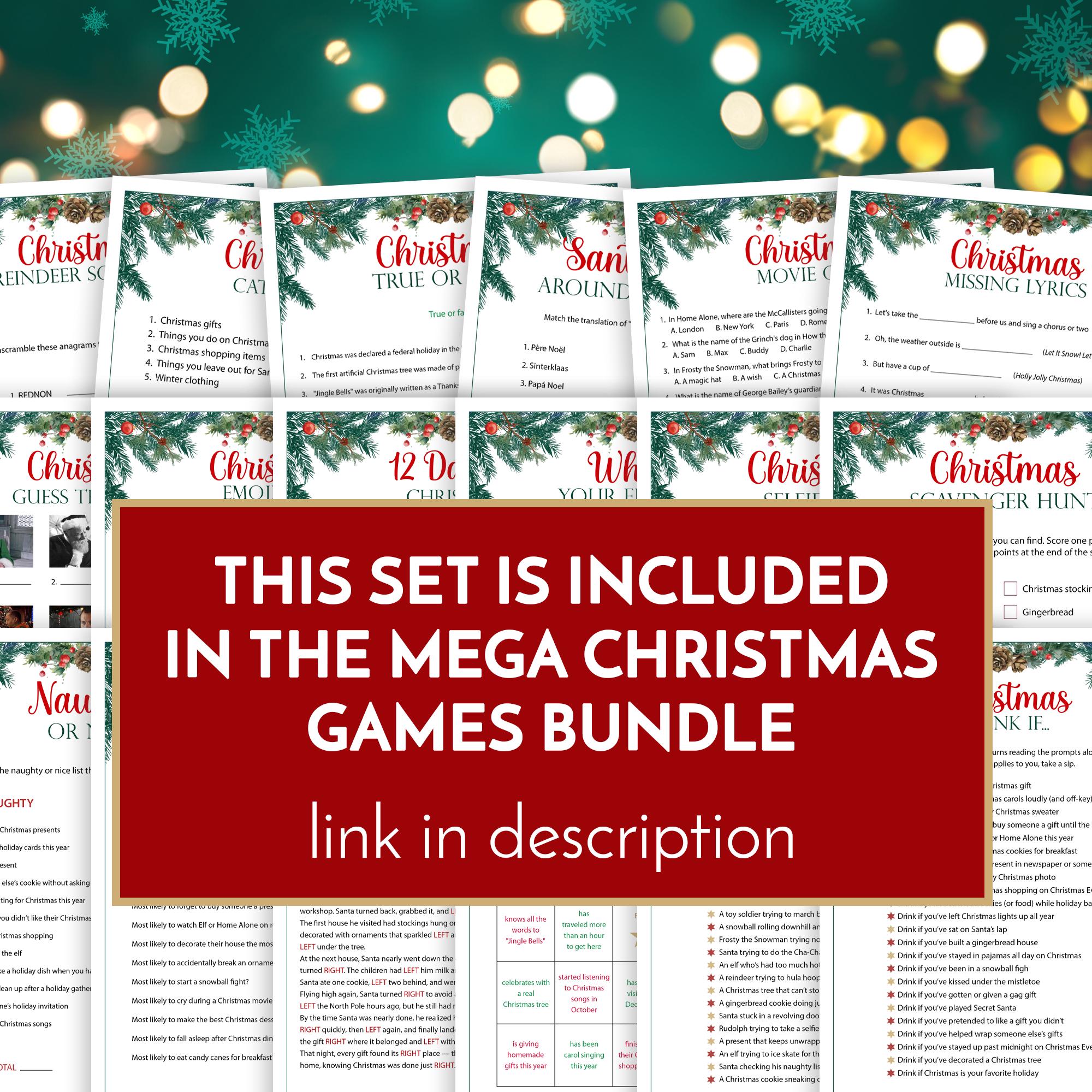 20 Printable Christmas Trivia Bundle Holiday Quiz Set Family Game Night ...