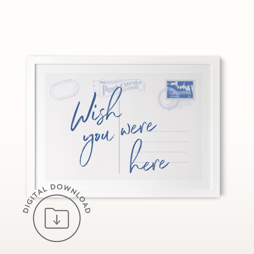 Retro Postcard Print PRINTABLE Wish You Were Here Poster Aesthetic ...