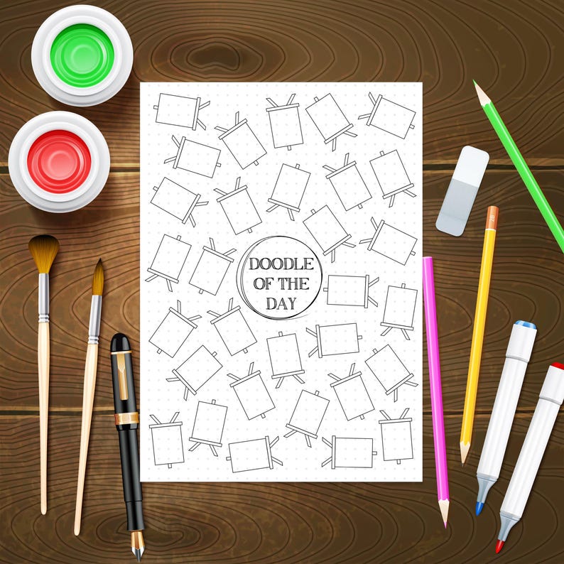 Easels Doodle of the Day Printable Daily Doodle Coloring Page Art ...