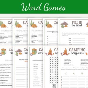 Camping Games Bundle Printable Camp Game Collection Family Trivia Quiz ...
