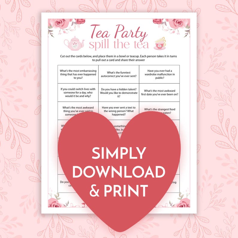 Spill the Tea Game Printable, Tea Party Game, Ladies' Tea Party ...