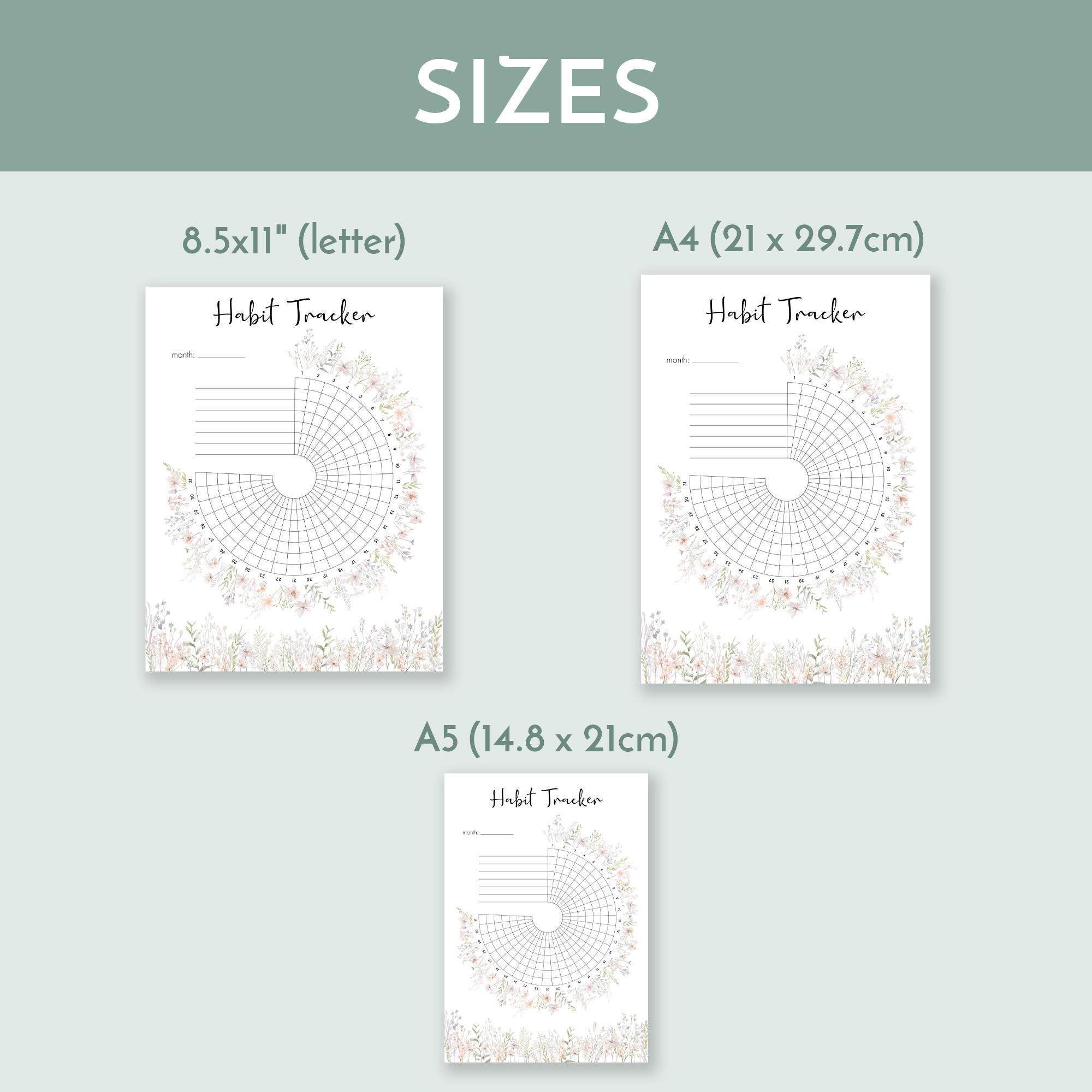 Habit Tracker PRINTABLE, Wildflower Habit Tracker Wheel, Floral Monthly ...