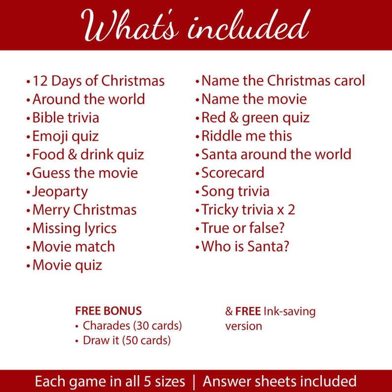 Christmas Trivia Bundle | 20 PRINTABLE Holiday Quiz Games for Family ...