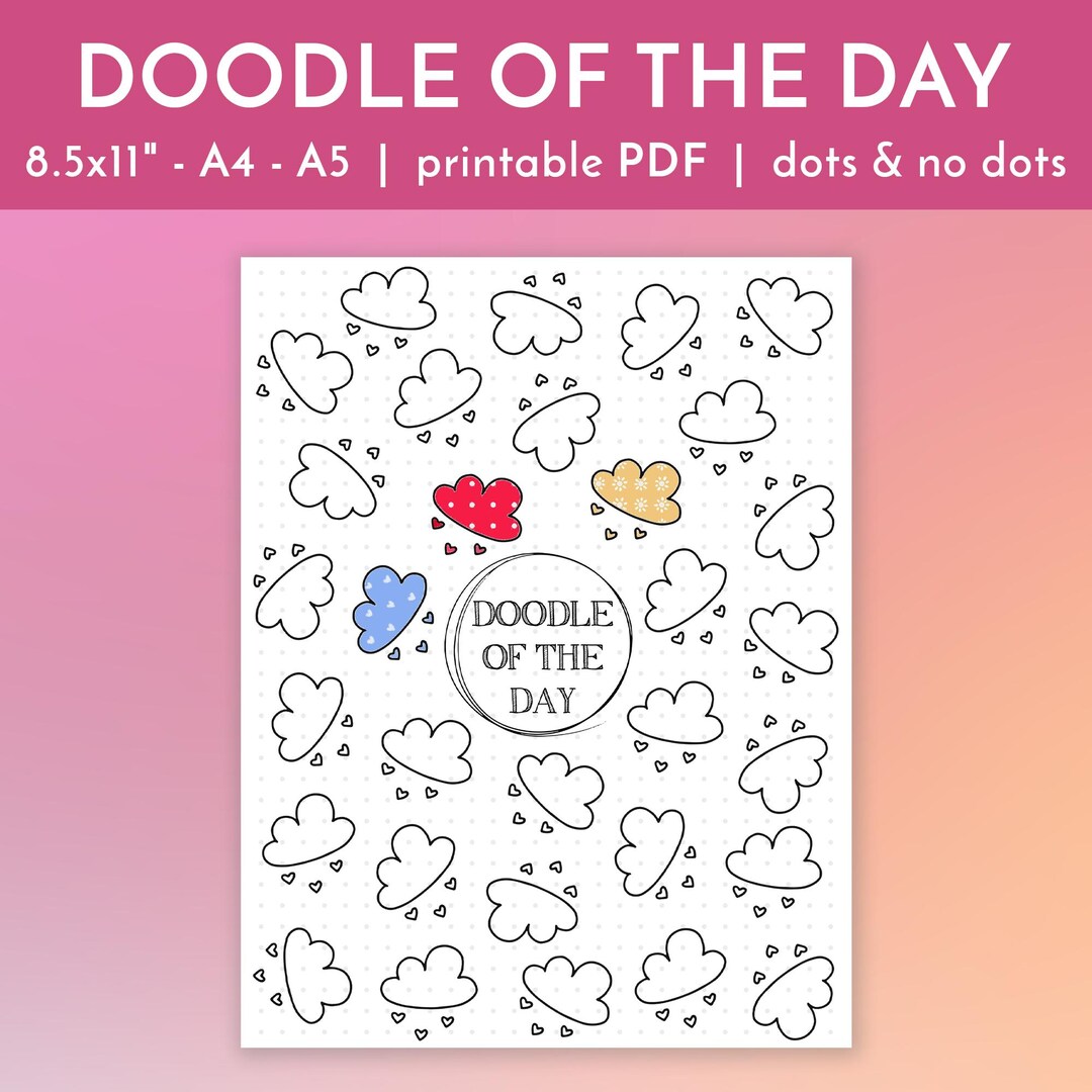Clouds Doodle of the Day Printable Daily Doodle Coloring Page Cloud ...