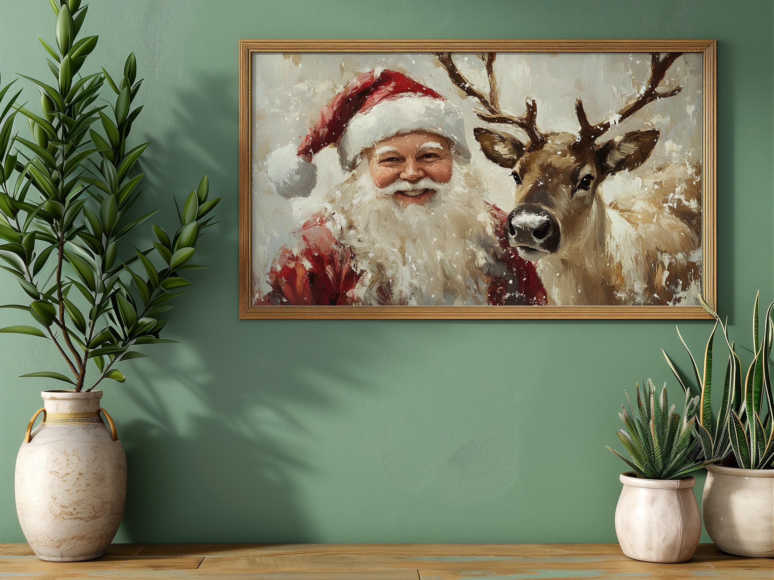 Vintage Christmas Frame TV Art Bundle Holiday Oil Painting Wall Decor ...