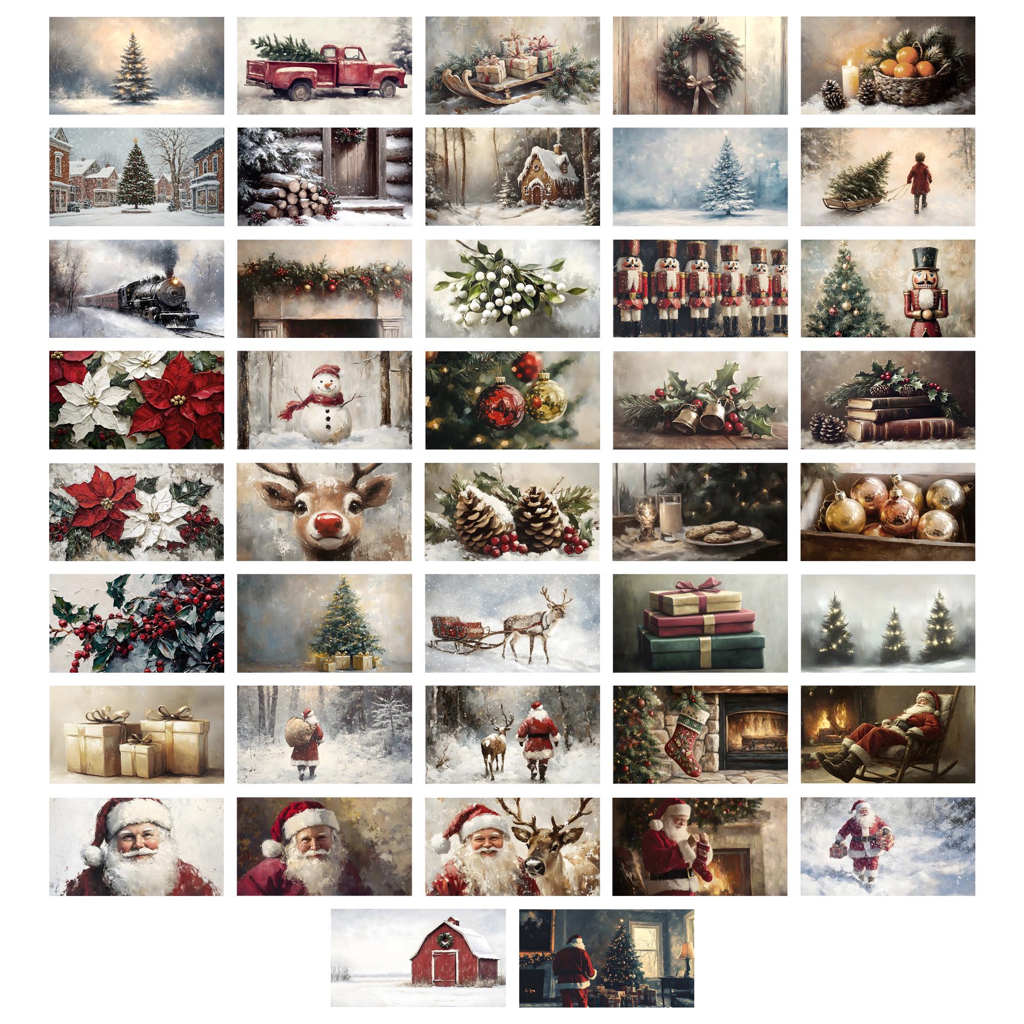 Vintage Christmas Frame TV Art Bundle Holiday Oil Painting Wall Decor ...