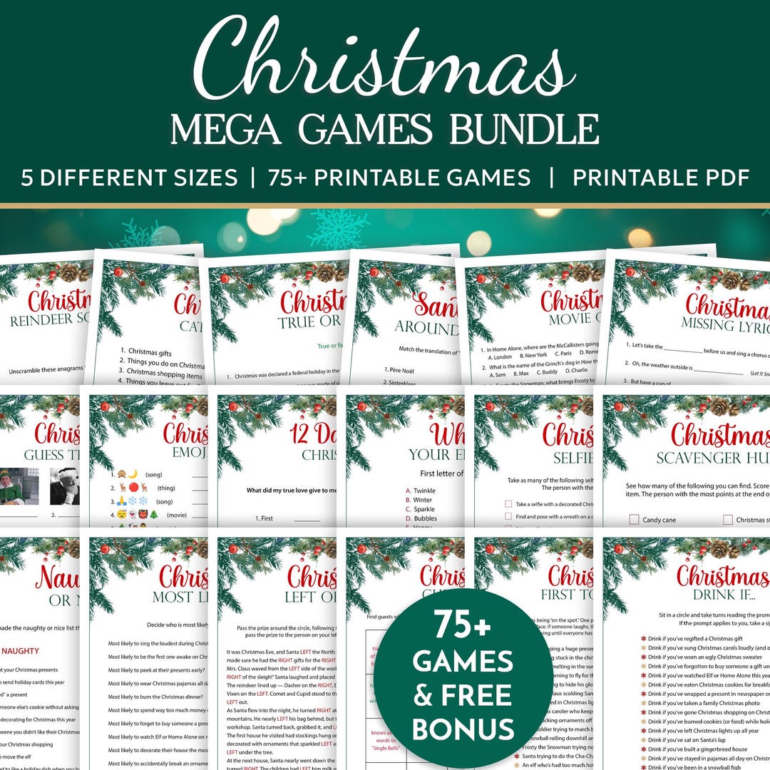 75+ Christmas Mega Game Bundle PRINTABLE Family Party Games Fun Trivia ...