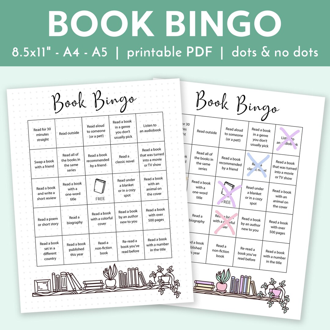 Book Bingo PRINTABLE, Reading Challenge Game, Reading Journal Page ...