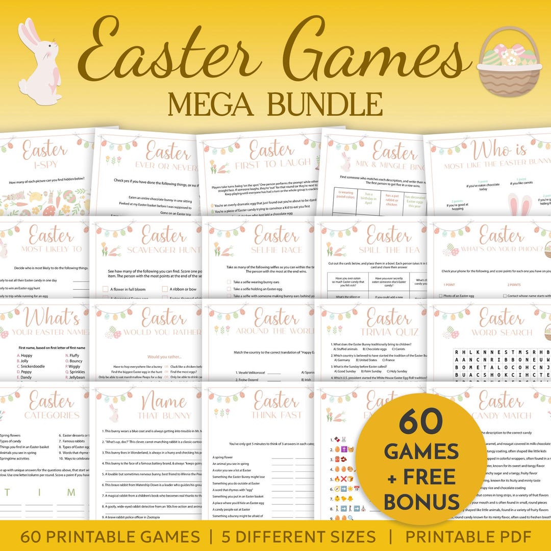 Easter Games MEGA Bundle Printable, Easter Trivia, Easter Family Game ...