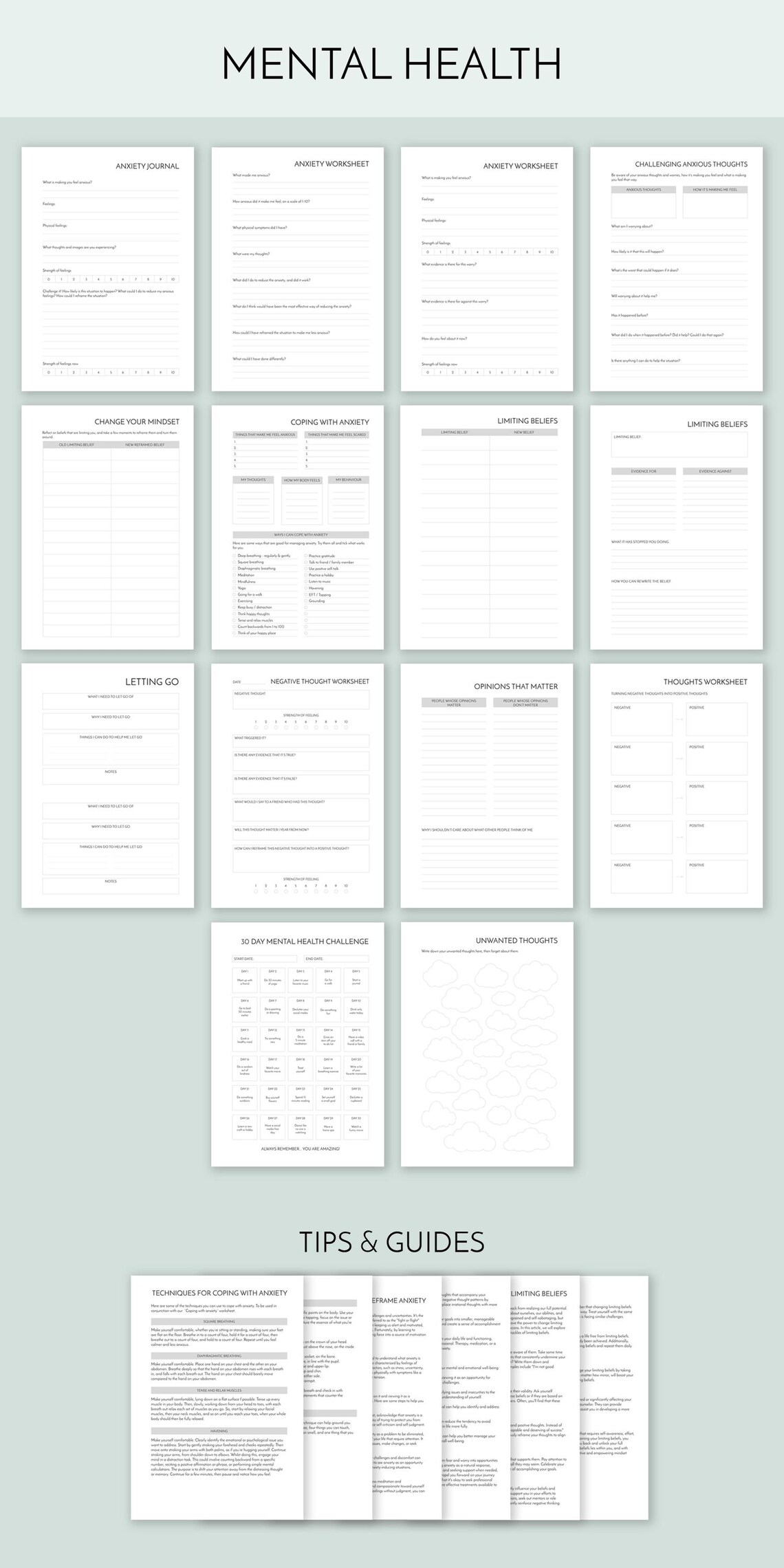 Self-care Planner Set PRINTABLE, Mental Health Journal, Wellness ...