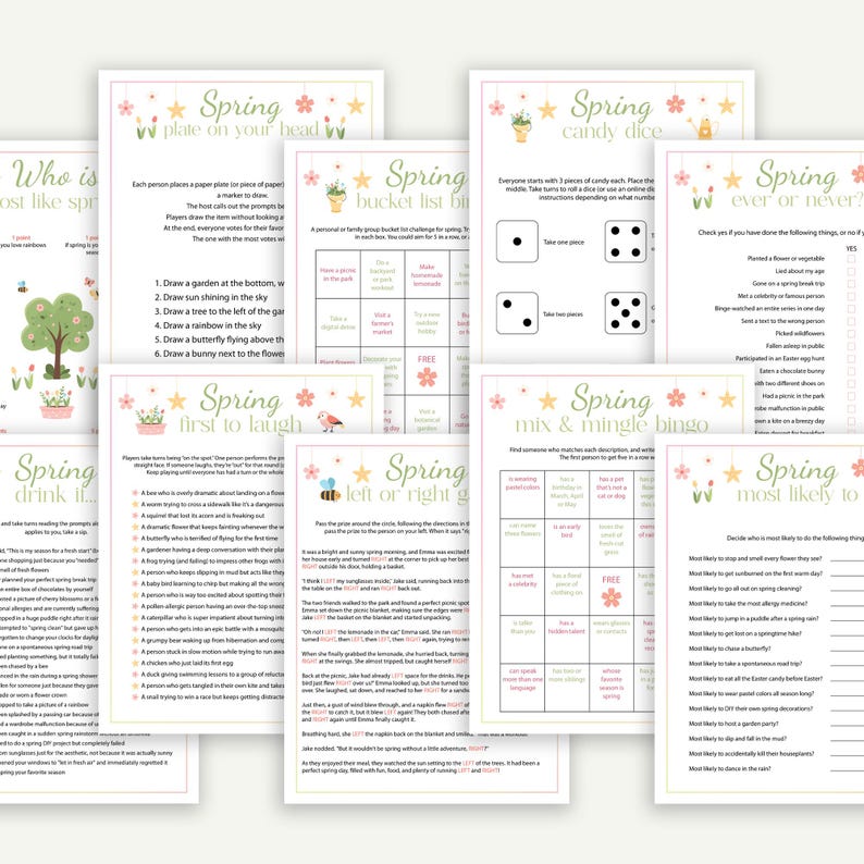 Spring Games MEGA Bundle Printable Trivia Quiz Family Game Night Adults ...
