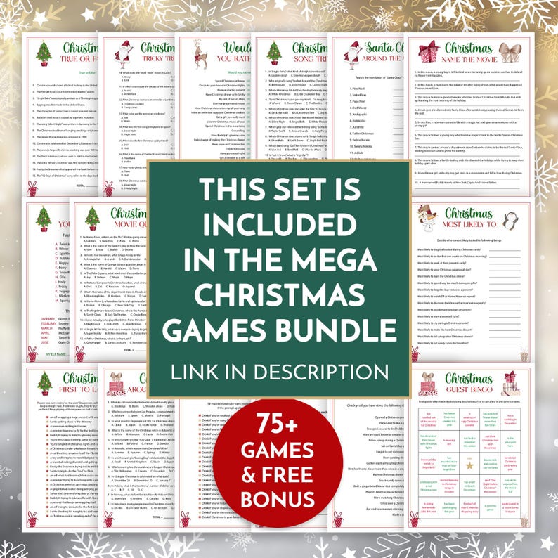 Christmas Trivia Bundle | 20 PRINTABLE Holiday Quiz Games for Family ...