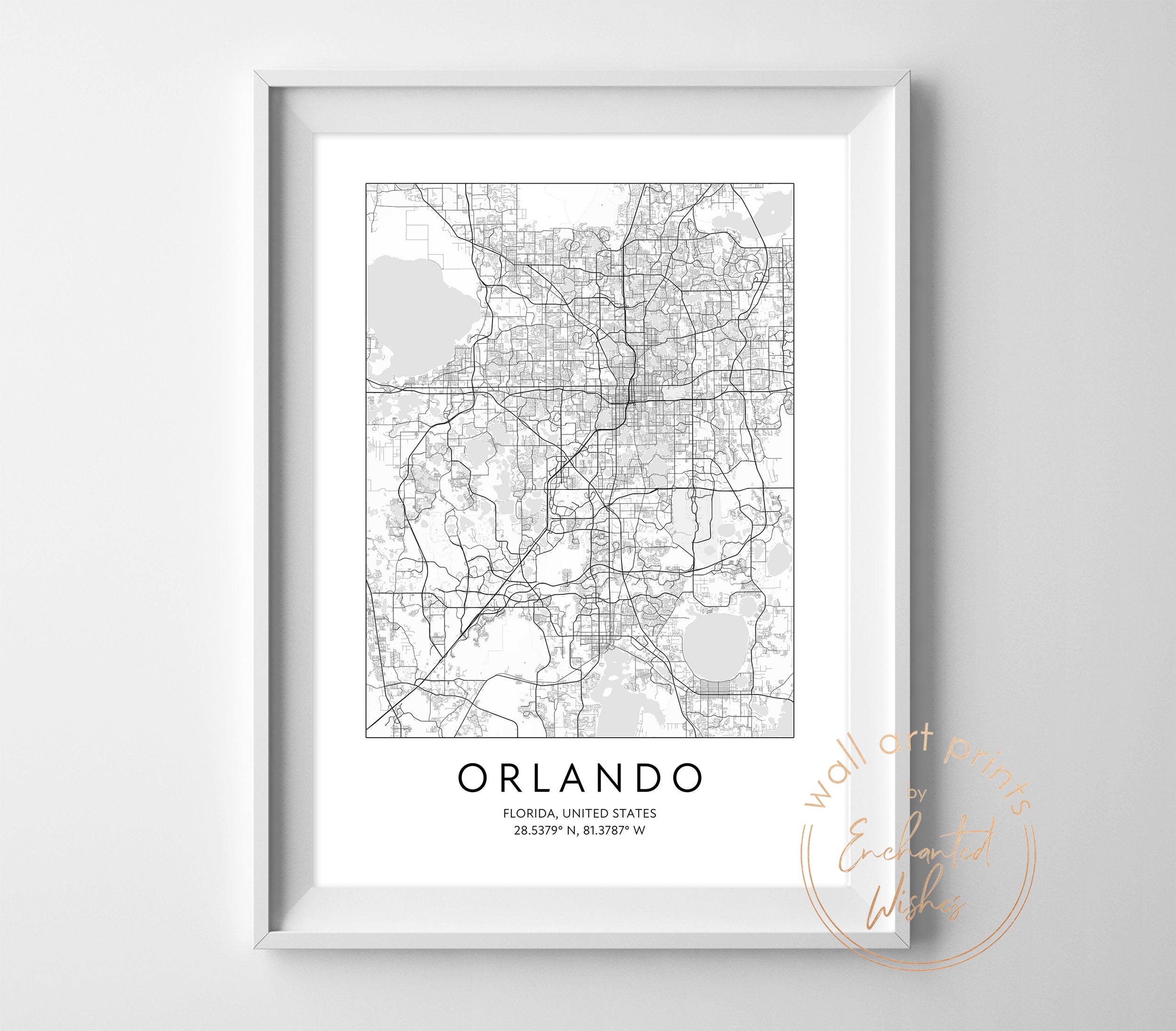 Orlando Map Print Set of 2 Printables, Orlando Print, Typography Poster ...