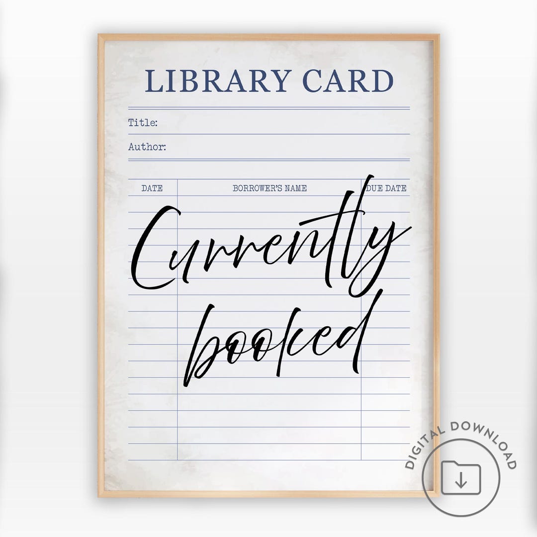 Currently Book Library Card Print Bookish PRINTABLE Wall Art Trendy ...