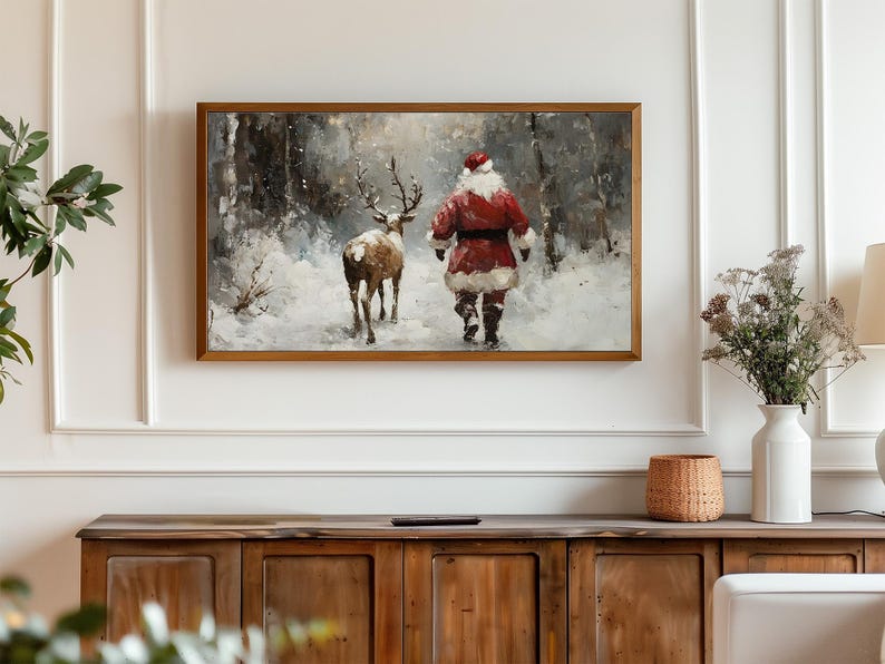 Vintage Christmas Frame TV Art Bundle Holiday Oil Painting Wall Decor ...