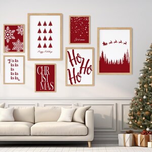 Red & White Christmas Print Bundle Set of 14 PRINTABLE Wall Art ...