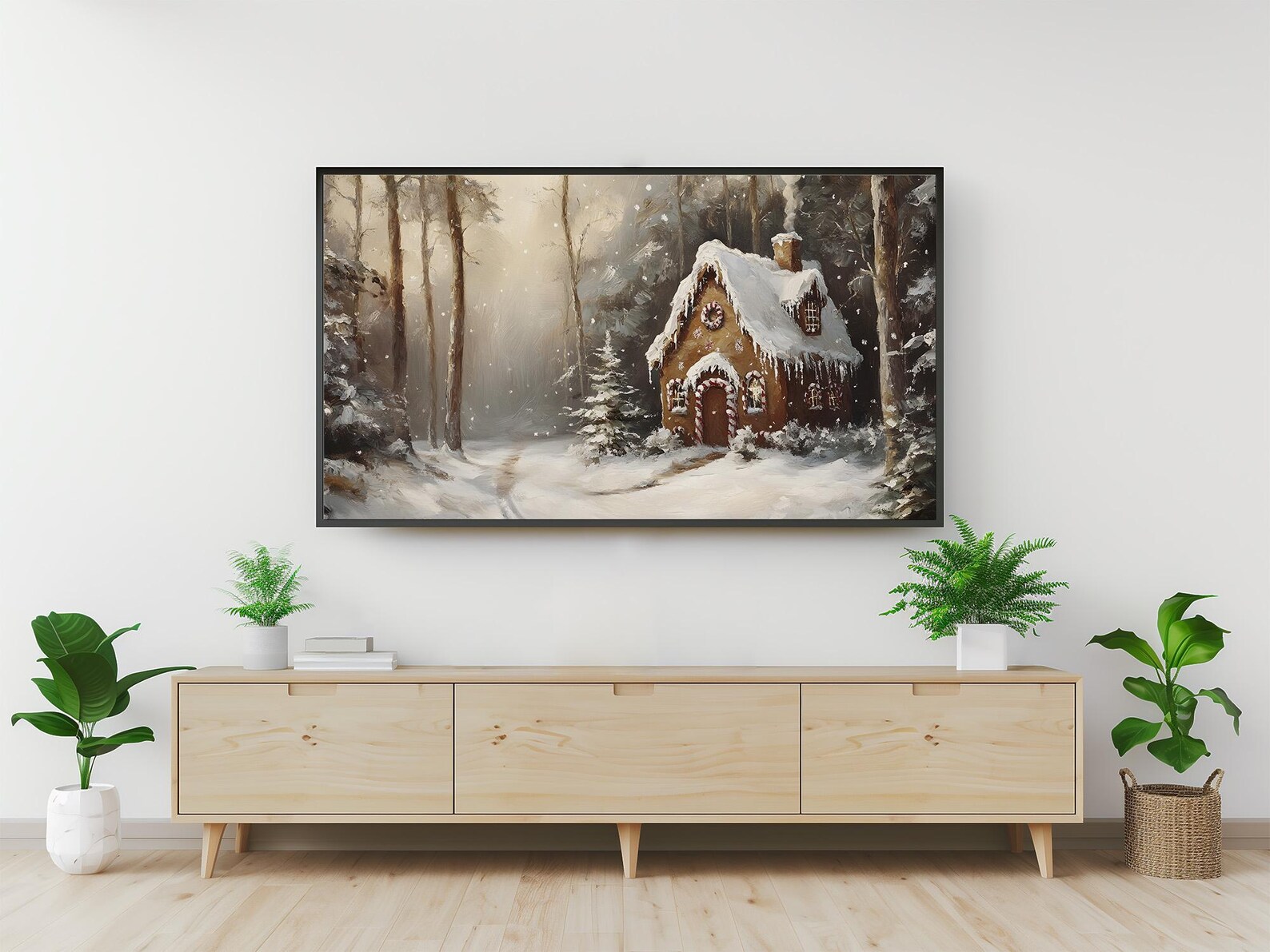 Vintage Christmas Frame TV Art Bundle Holiday Oil Painting Wall Decor ...