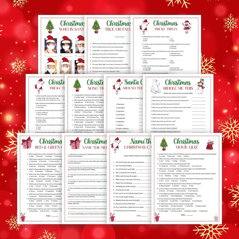 Christmas Trivia Bundle | 20 PRINTABLE Holiday Quiz Games for Family ...