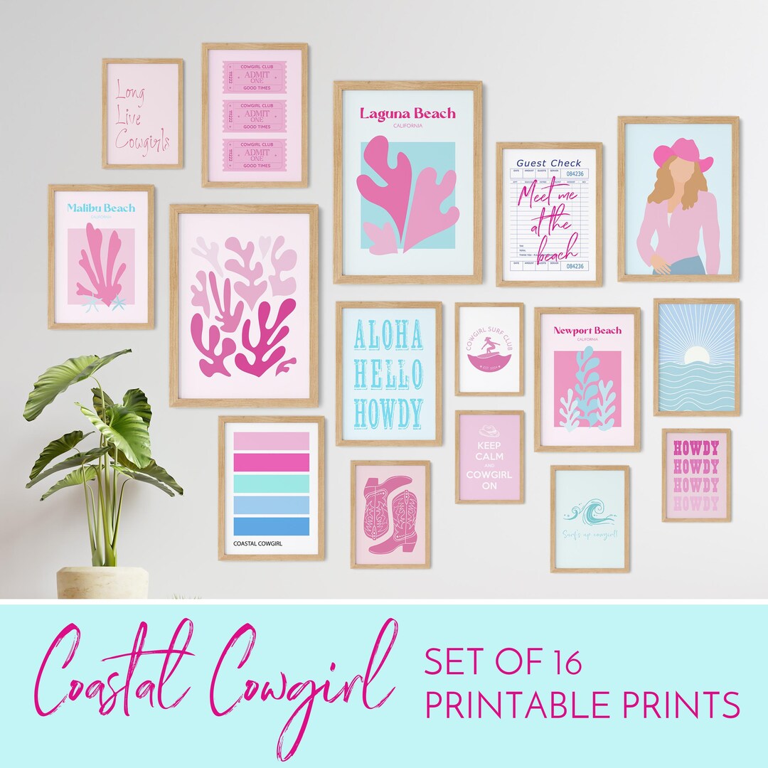 Printable Coastal Cowgirl Wall Art Prints Bundle of 16, Coastal Cowgirl ...