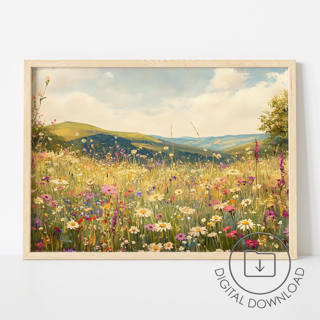 Summer Wildflower Field Print PRINTABLE Wildflowers Meadow Decor ...