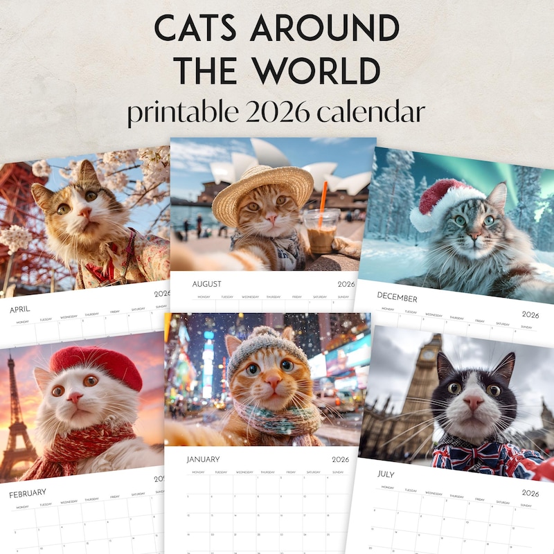 Cat 2026 Wall Calendars - Etsy