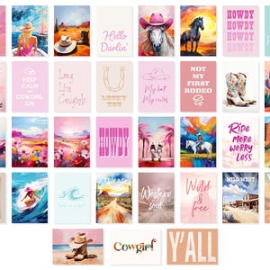 Printable Cowgirl Print Bundle of 75, Western Poster Set, Coastal ...