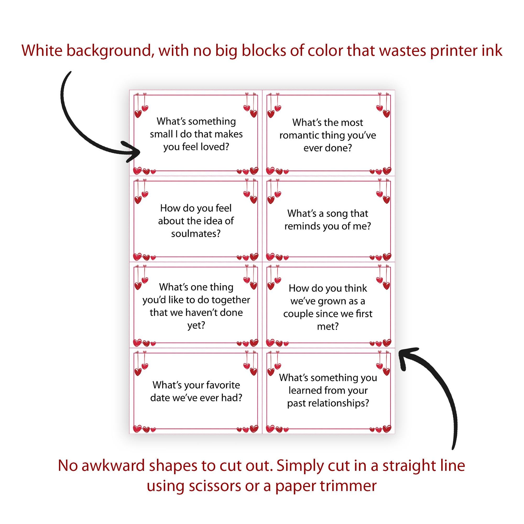 Couple Conversation Starter Cards PRINTABLE Valentine Conversation ...