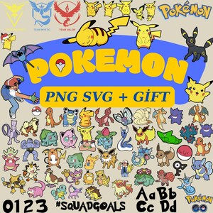 Pokemon SVG Bundle, Pokemon Font Svg, Pikachu Svg Files for Cricut and ...