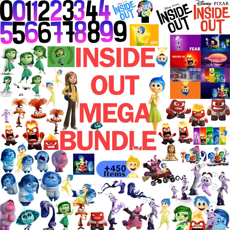 Inside Out 2 Big Bundle Png Clipart, Layered Svg Files, Digital Papers ...