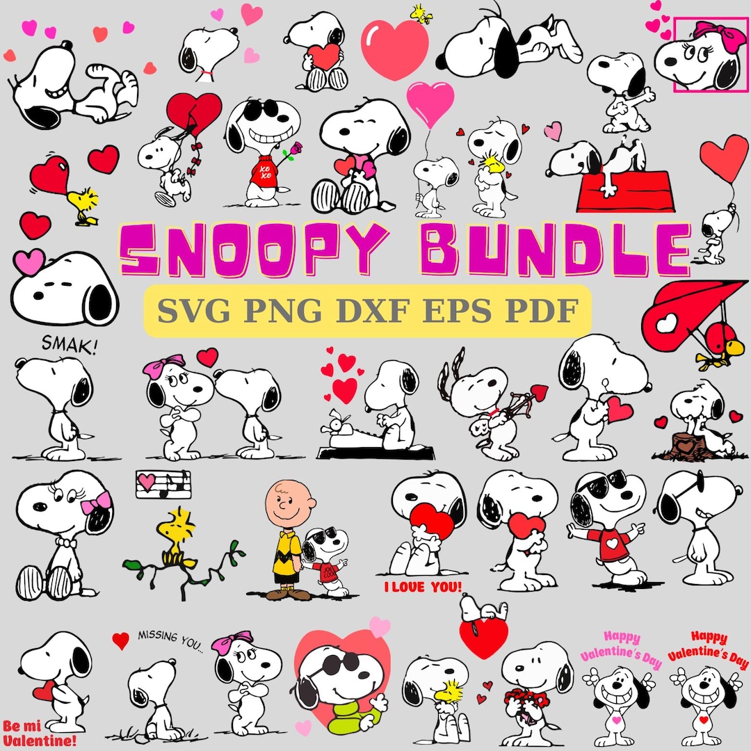 Paquete de Snoopy Svg, Clipart de Snoopy para Cricut, Silueta de Snoopy ...