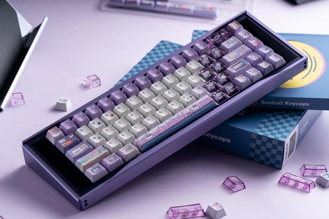 Gaming Cat Purple Theme Full Set Keycaps 141PBT+26PC - Etsy