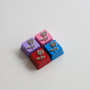 CNC Rose Artisan Keycaps in Pink, Purple, Red, and Blue - Etsy