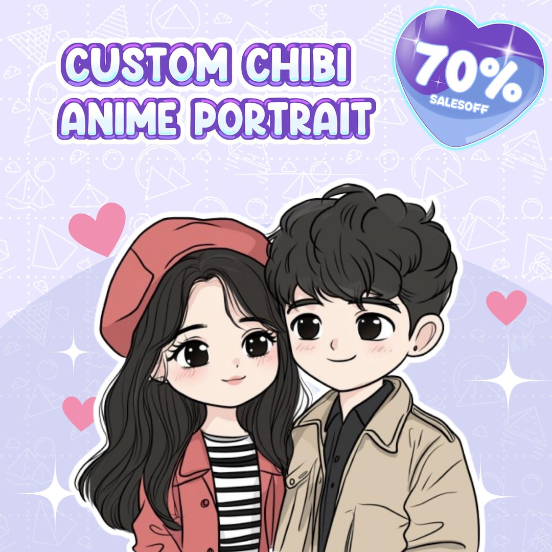 Custom Anime Chibi Portrait | Personalized Gifts Potrait | Couples ...