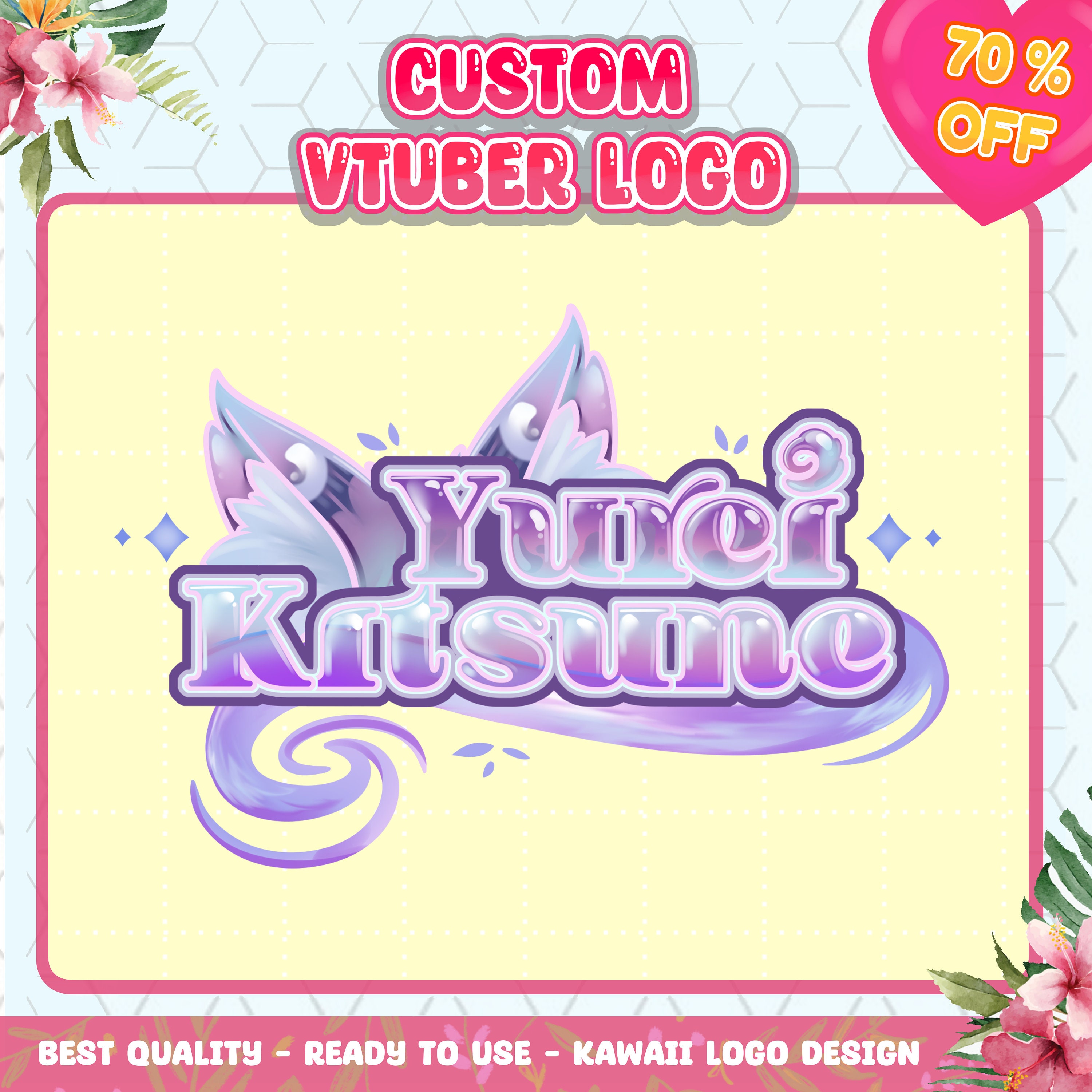 Custom Cute Vtuber Logo Animation for Stream, Vtuber Logo Kawaii ...
