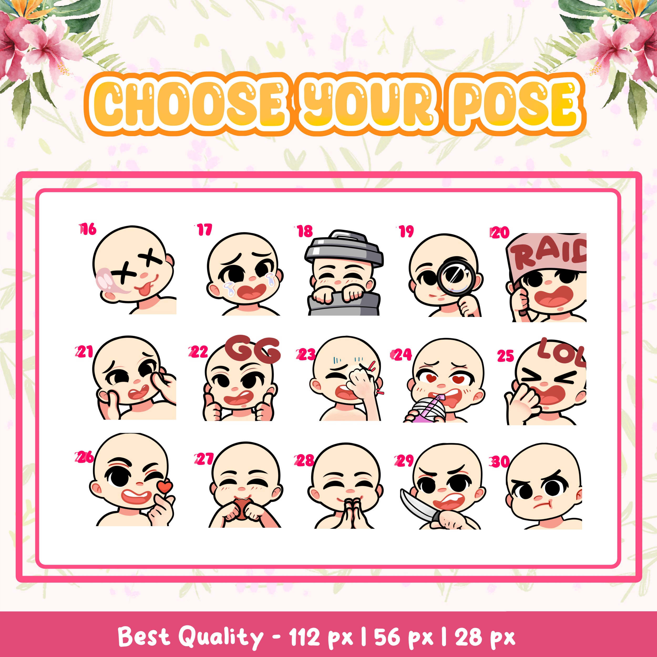 Adorable Streamer Emotes Customizable Emote Pack for Twitch, Youtube ...