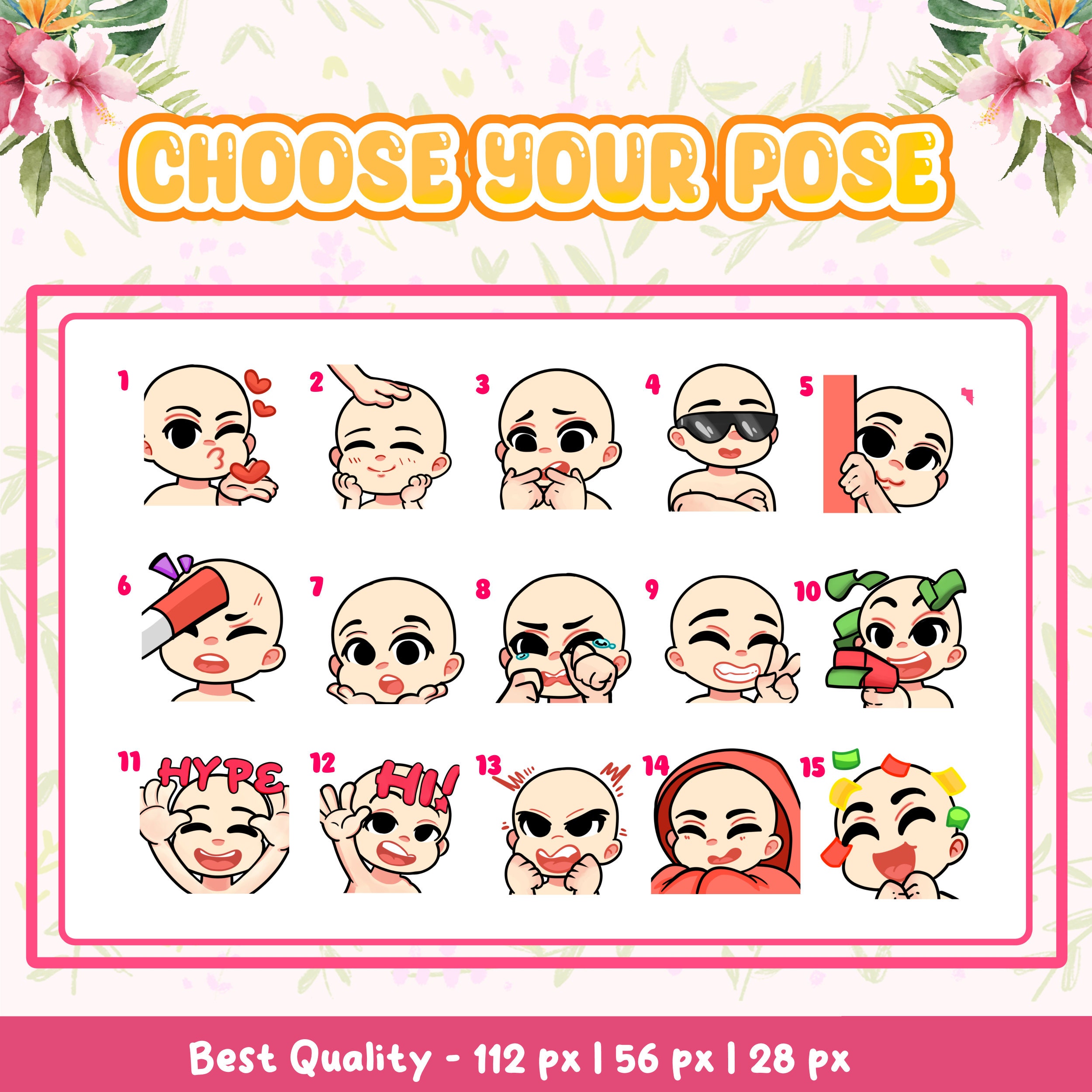 Adorable Streamer Emotes Customizable Emote Pack for Twitch, Youtube ...