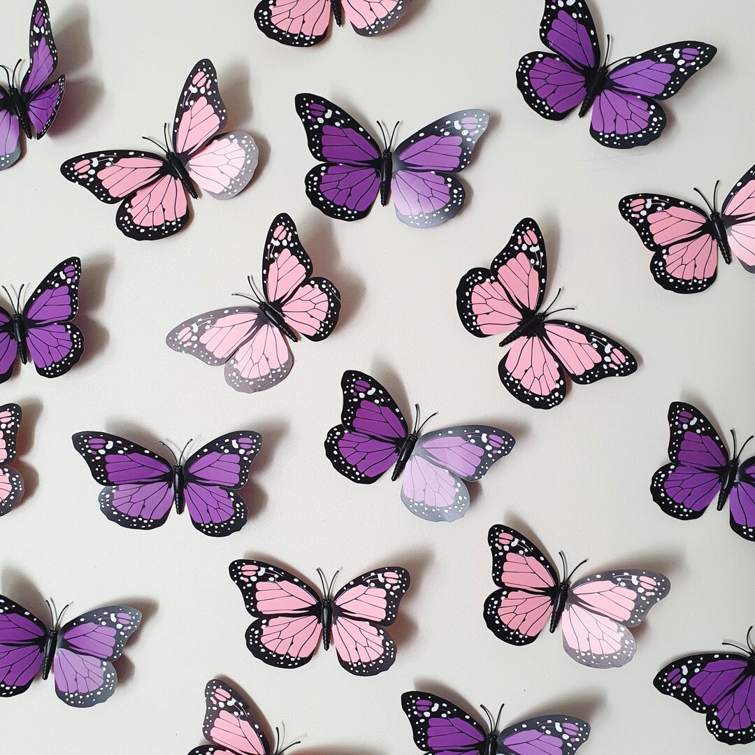 Purple Butterfly Wall Decor, 3d Butterfly Wall Art, Butterfly Wall ...