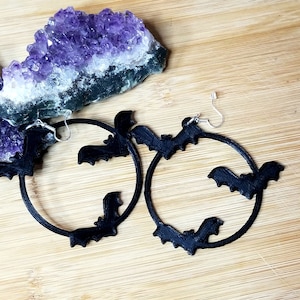 Gothic Bat Bats Hoops Oversized Statement Earrings 3D Printed ...