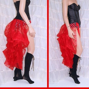 Shimmery Blood Red Lace Bustle Festival Dance Wear Performer Showgirl ...
