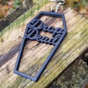 Drop Dead Coffin Casket Hoop Gothic Earrings 3D Printed Kawaii Spoopy ...