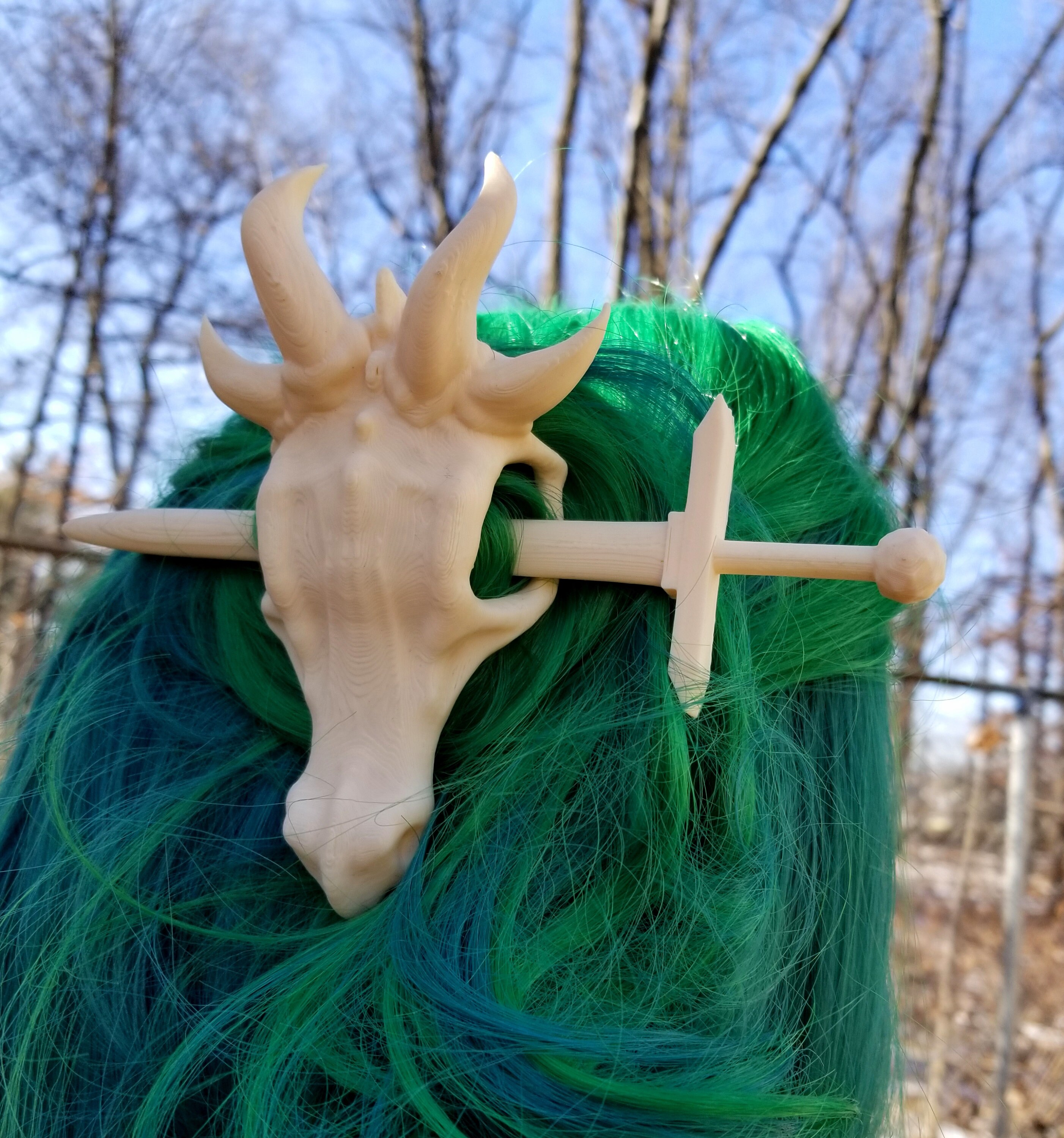 Dragon Skull Sword Bun Holder Hair Cage 3D Printed Long Hair Accessory ...