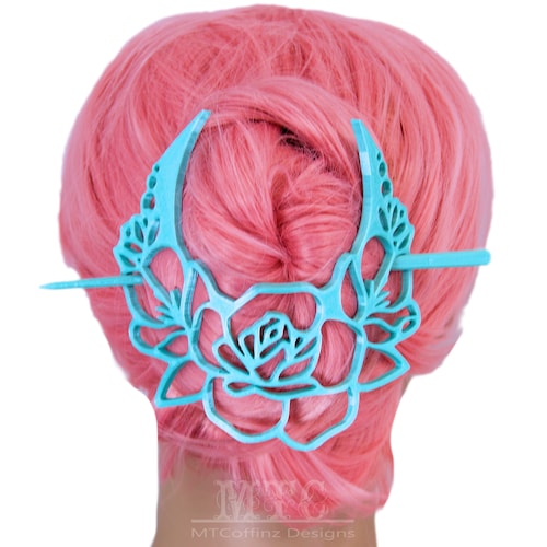 Crescent Moon Celestial Bun Holder Hair Cage 3D Printed Long - Etsy