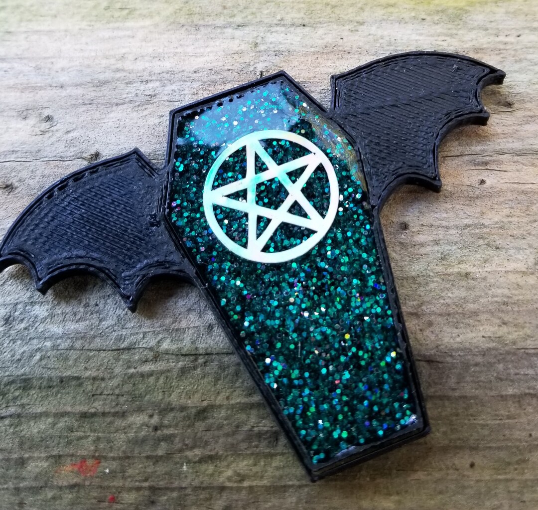 Teal Coffin Pin Casket Brooch Pelpel Pinback Glitter 3d Imprimé ...