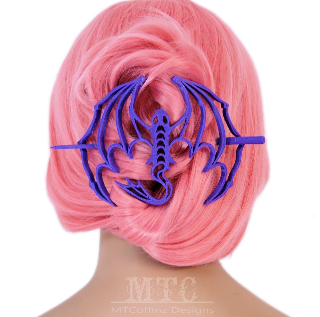 Dragon Bun Holder Hair Cage 3D Printed Mythical Creature Long Hair ...