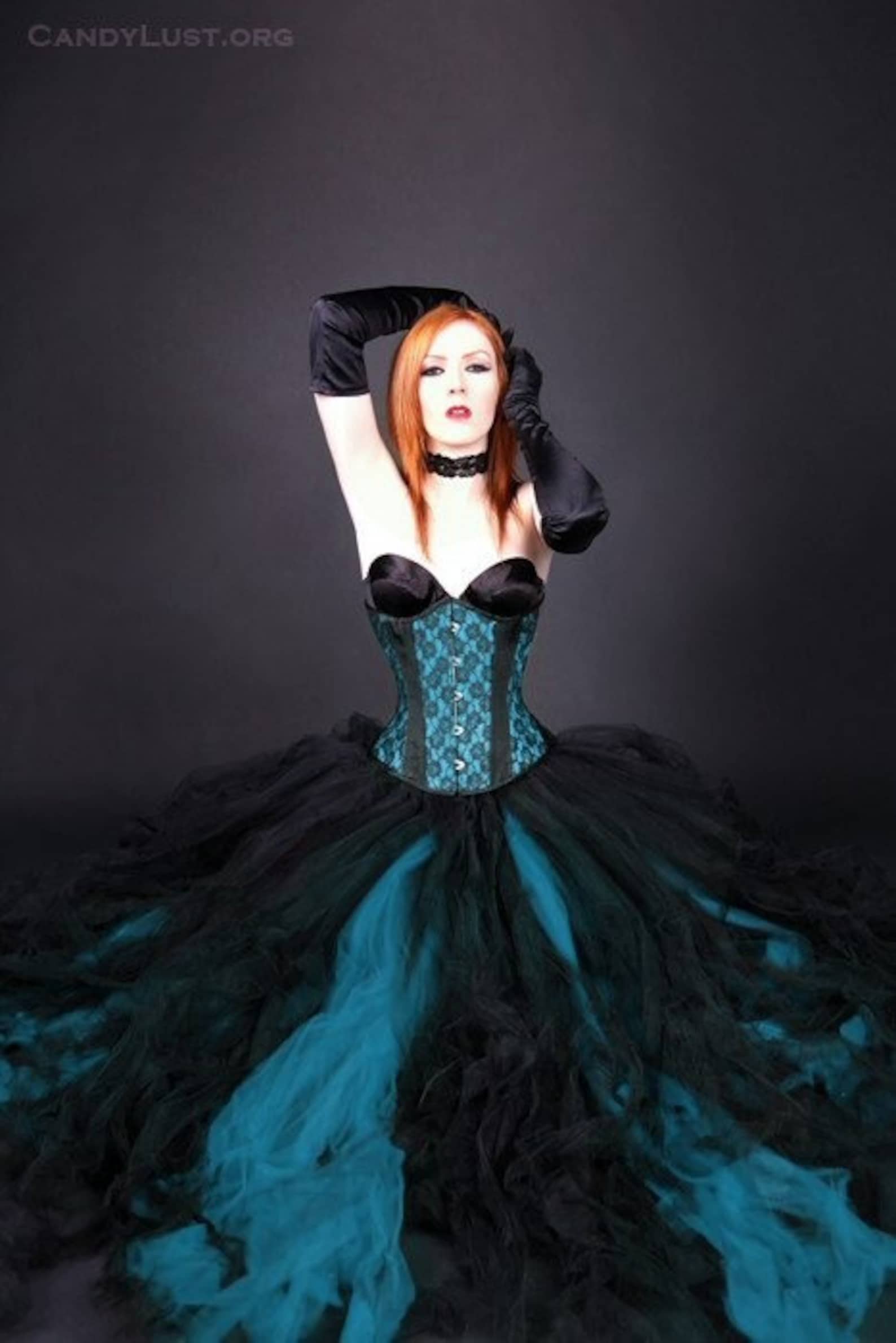 Black and Teal Gothic Formal Wedding Skirt Adult ALL Sizes Mtcoffinz ...