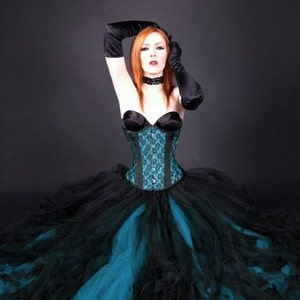 Black and Teal Gothic Formal Wedding Skirt Adult ALL Sizes Mtcoffinz ...