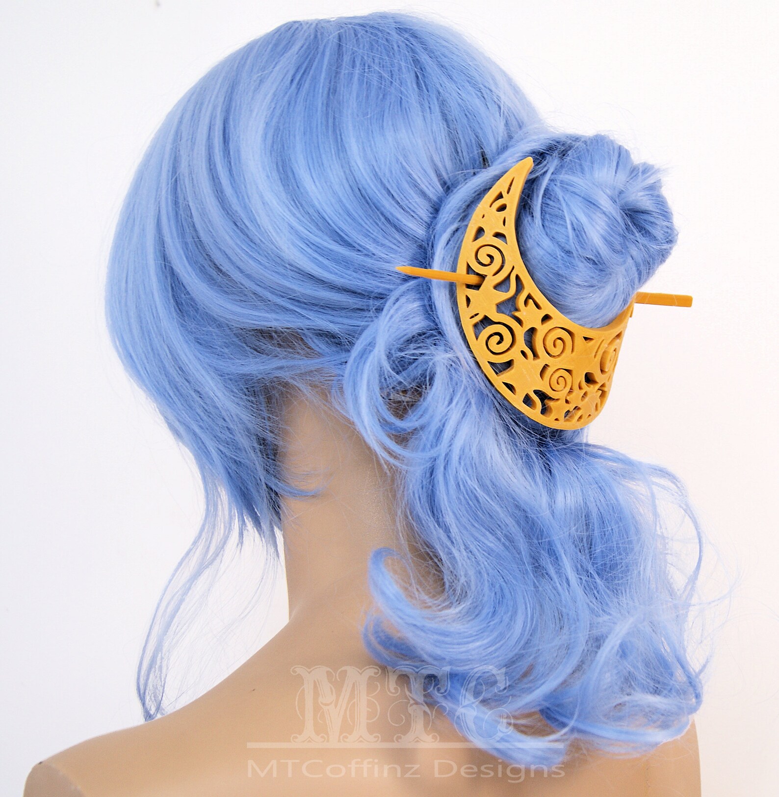 Crescent Moon Celestial Bun Holder Hair Cage 3D Printed Long | Etsy