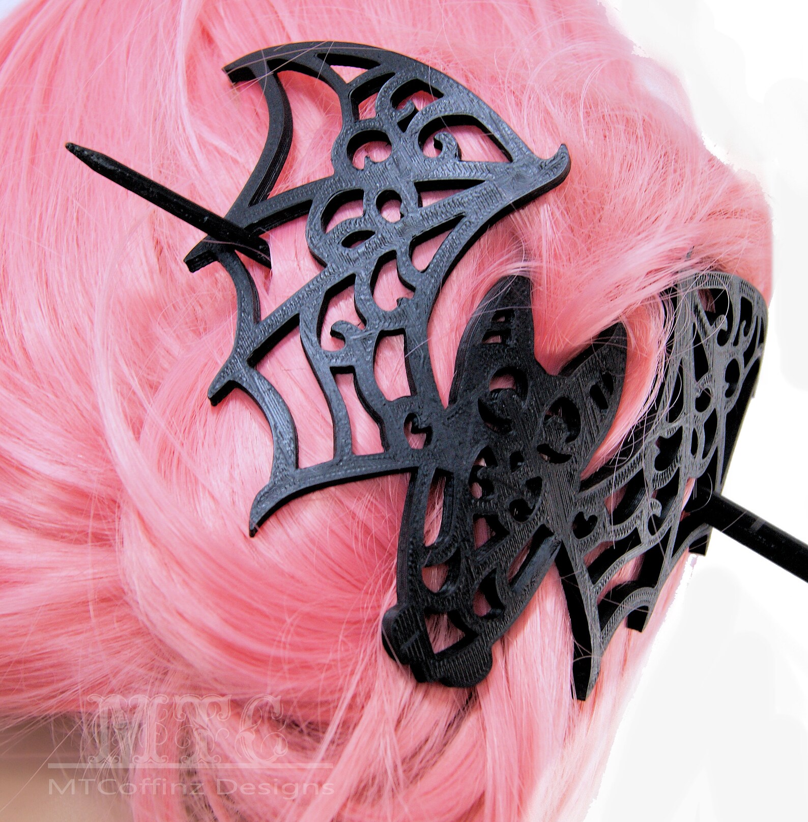 Lacy Bat Bun Holder Hair Cage 3D Printed Long Hair Accessory | Etsy